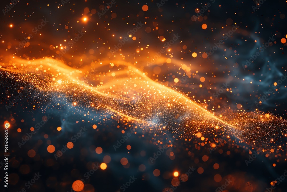 Quantum computing in space, stars with black and gold, close up on a ...