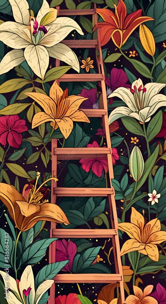 minimal line art theme, minimal snakes and minimal wooden retro stairs ...