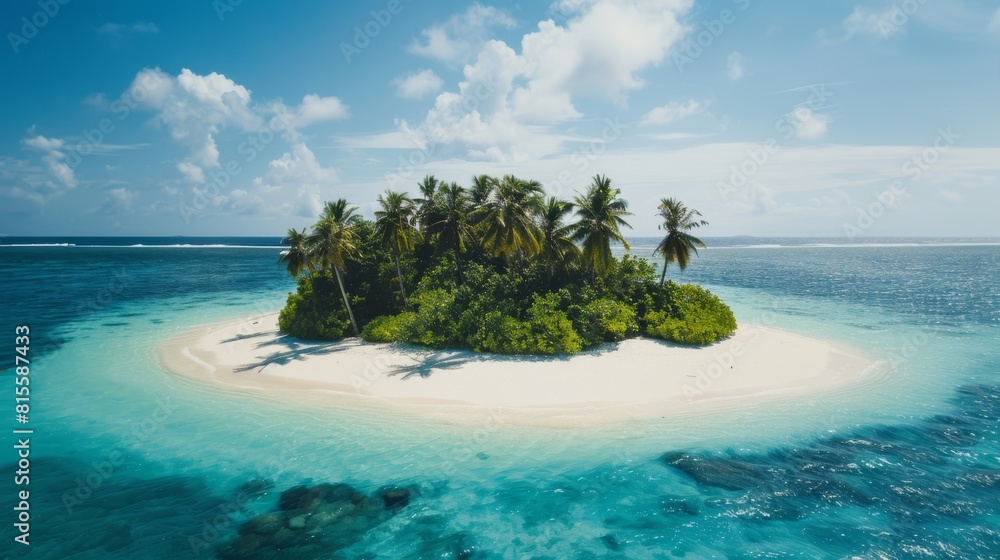 Exotic summer beach with palm trees, sea and sand. Secluded Serenity ...