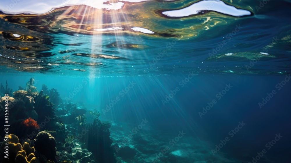 Beautiful scenery of the fascinating underwater sunlight rays Stock ...