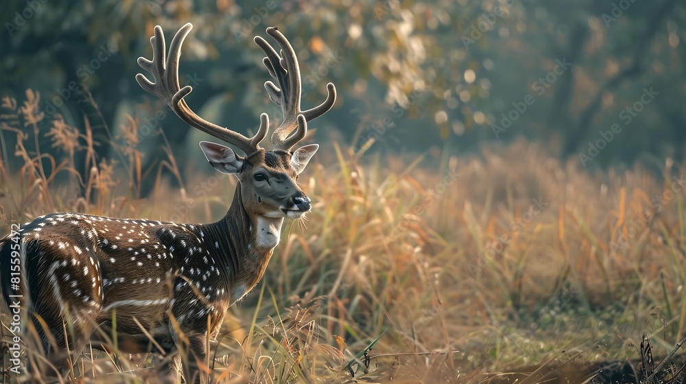 big antler male spotted deer or chital or axis deer or axis axis in ...