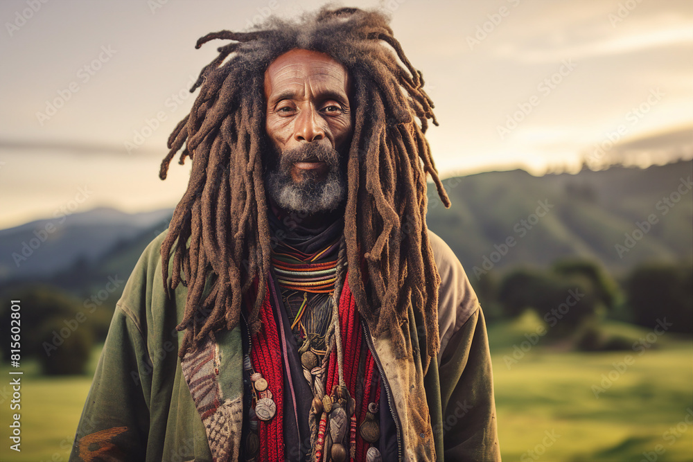 Funky hippie person with big chevelure volume hairstyle dreadlocks at ...
