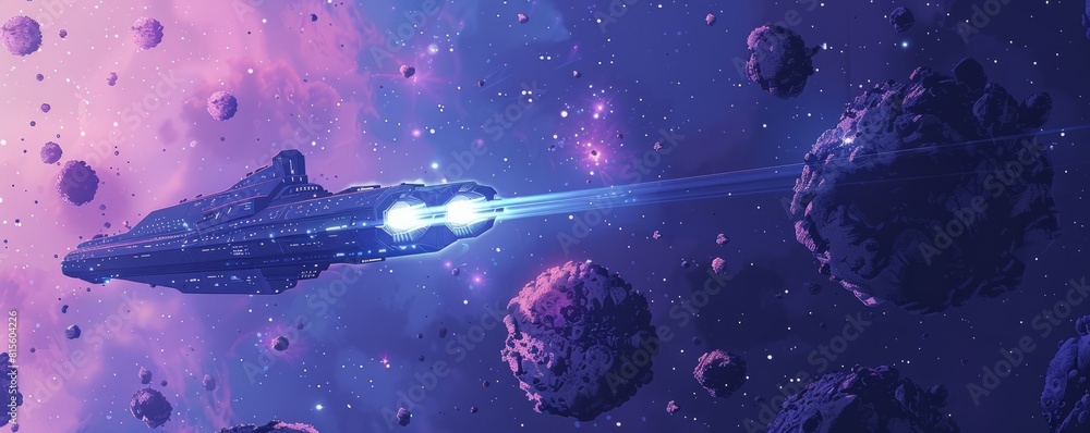 A cosmic traveler's vessel drifting through the void of space, its ...