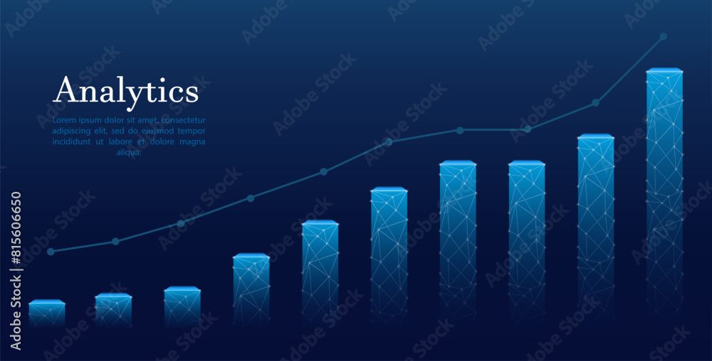 Digital growth graph chart on technology blue background. Chart ...