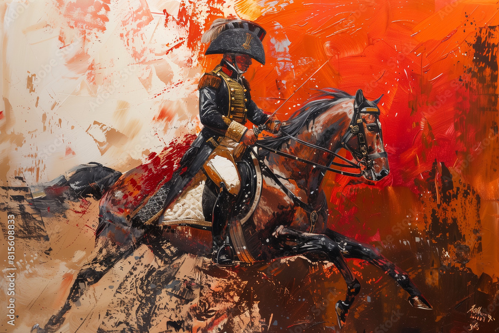 napoléon Bonaparte sur son cheval, peinture Stock Illustration | Adobe ...