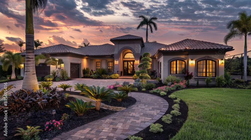 House Landscaping. Architectural Elements of a Florida Front Yard Home ...