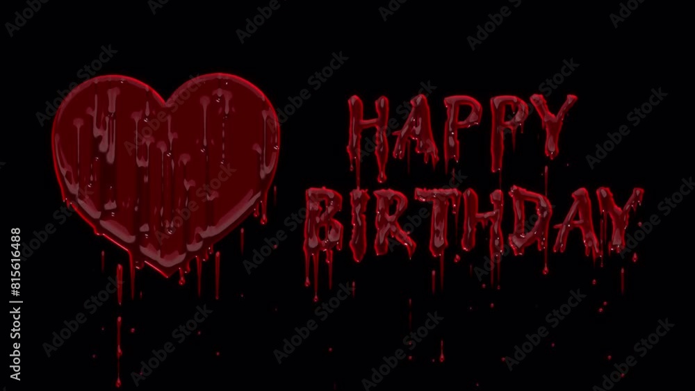 Happy Birthday text with dripping blood on alpha channel. Halloween ...
