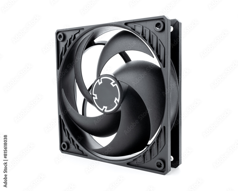 Cooler computer fan isolated on white. Active CPU cooler with large ...