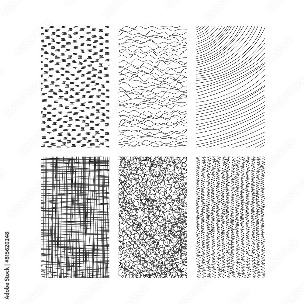 Hand drawn textures vertical backgrounds set. 1920x1080 Freehand black ...