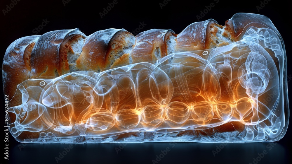 X-ray scan of a loaf of bread, showing the air pockets and density ...