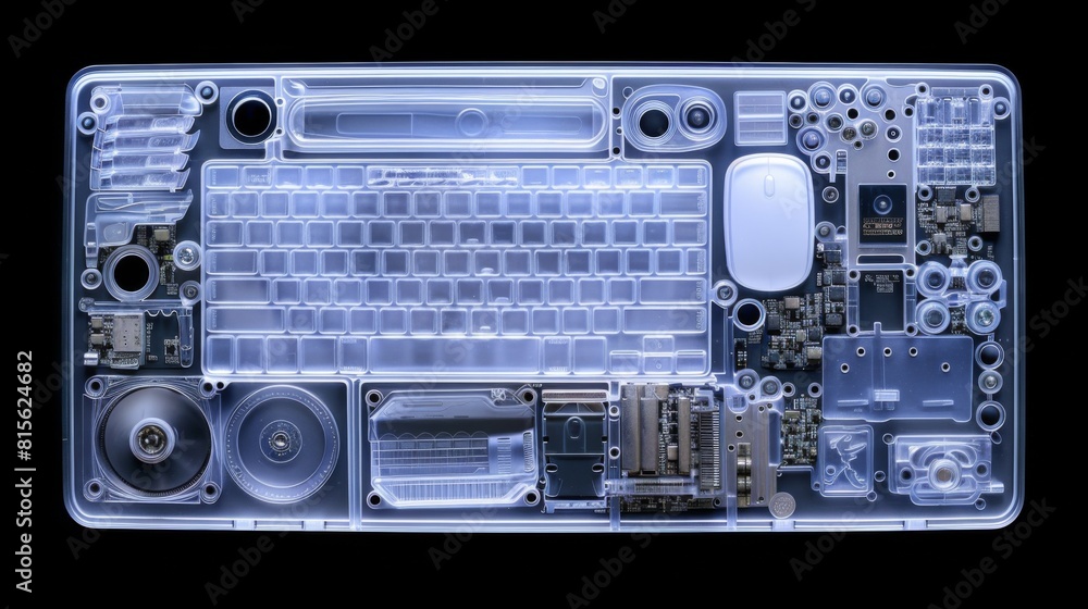 X-ray scan of a computer compromised by a zero-day exploit, showing the ...