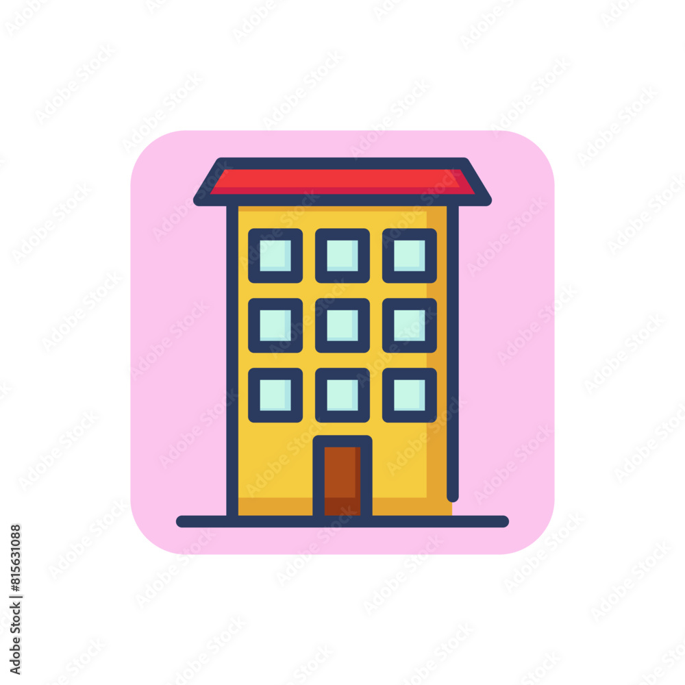 Apartment building line icon. Condo, tenement house, city outline sign ...