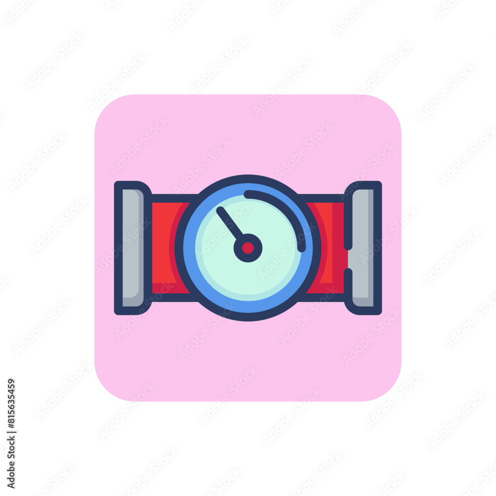 Meter on water tube line icon. Arrow, supply, liquid outline sign ...