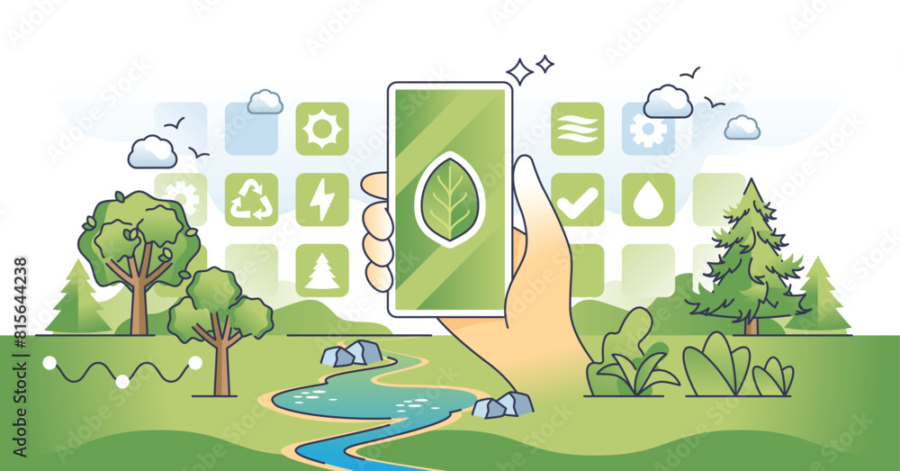 Eco app development with ecological program design outline hands ...
