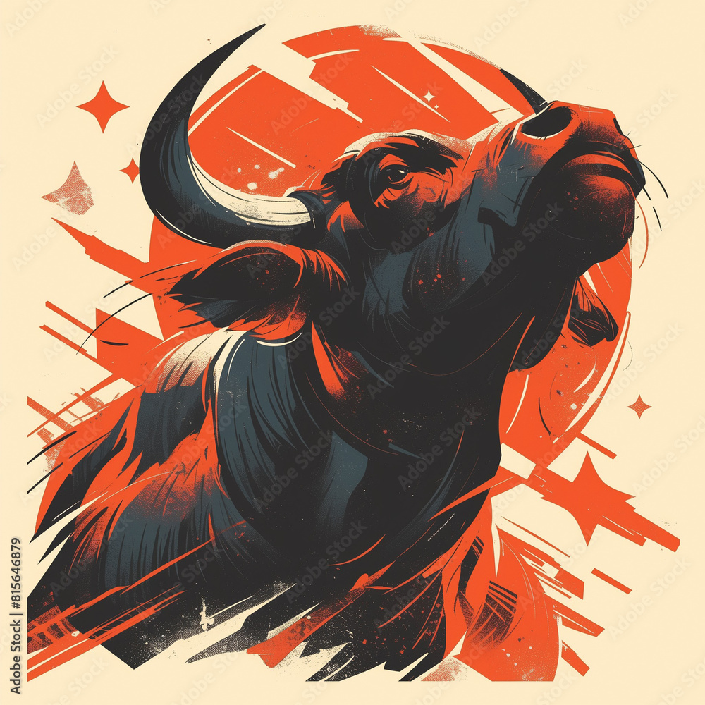 Bull badge creative illustration for t-shirt design. Animal buffalo ...