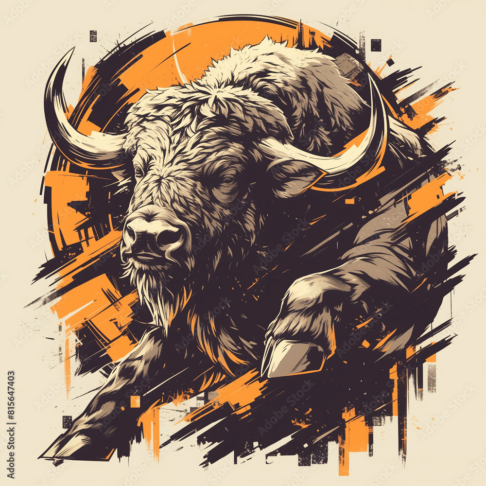 Bull badge creative illustration for t-shirt design. Animal buffalo ...
