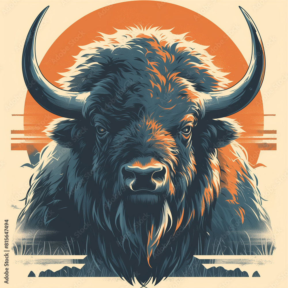 Bull badge creative illustration for t-shirt design. Animal buffalo ...