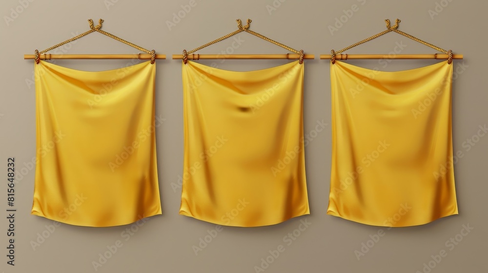 Isolated on transparent background, realistic golden fabric banners ...