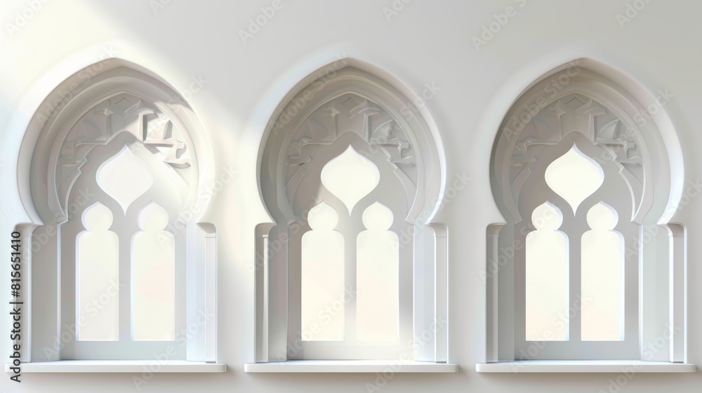 Arch window of mosque or muslim building with transparent hole. Modern ...