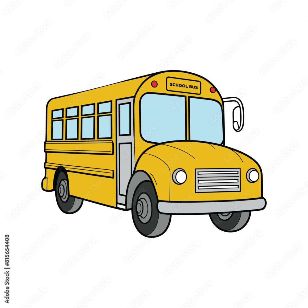 Isolated Vector illustration of yellow school bus, children's yellow ...