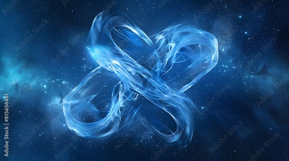 Three intertwined ribbons of light dancing in a starry night ...