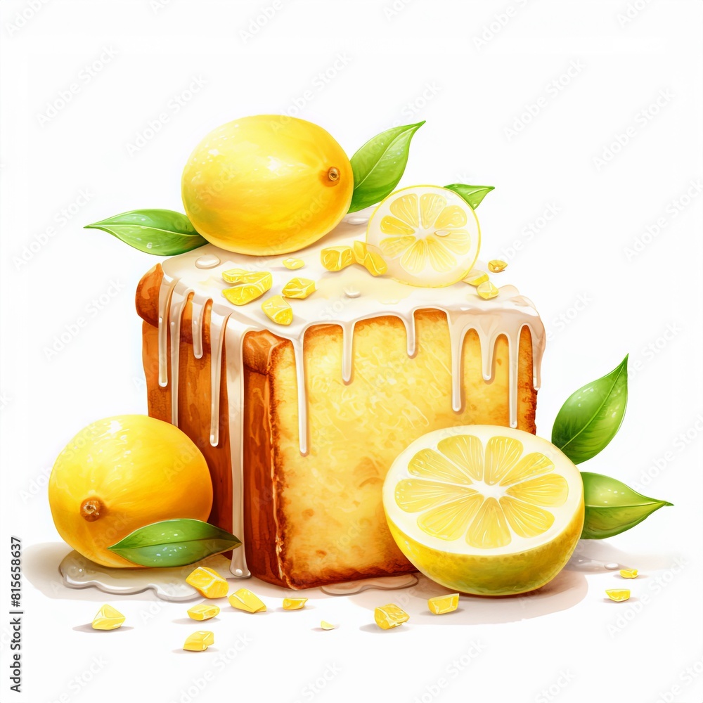 Lemon drizzle loaf cake, tangy and sweet, with a lemon blossom ...