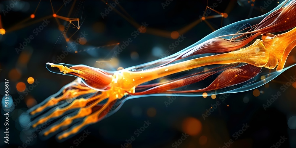 Digital overlay of human arm muscles and skeletal structure for anatomy ...
