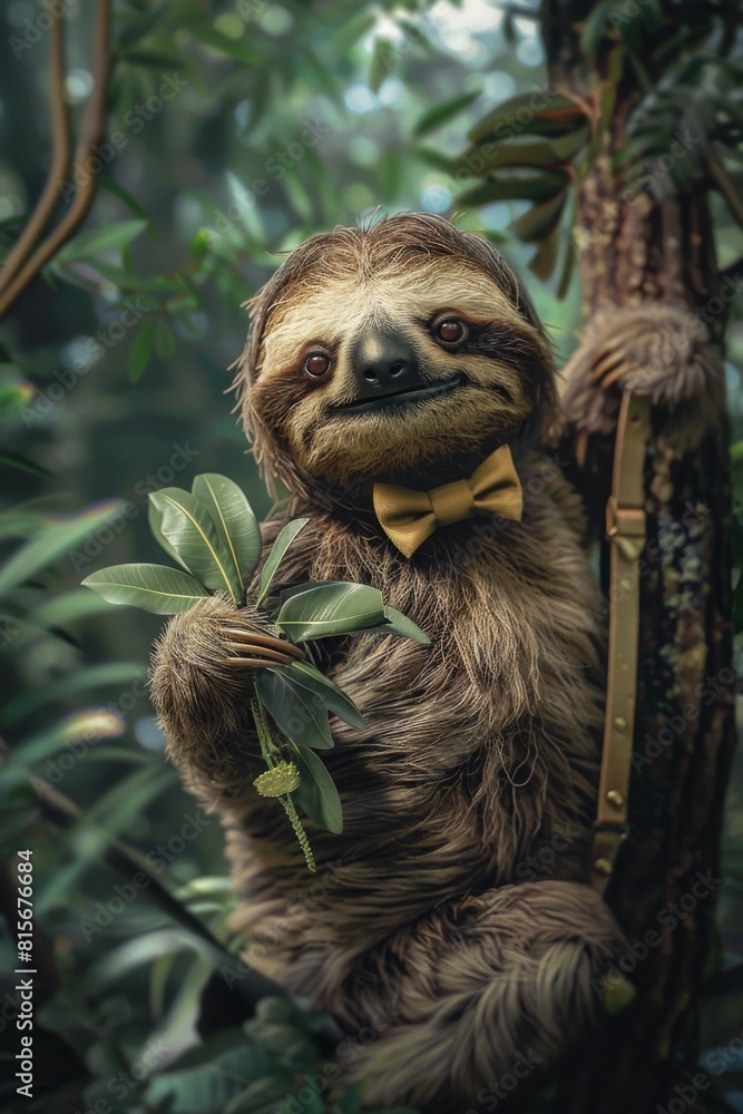 Meet the adorable sloth with a unique sense of style! This quirky sloth ...
