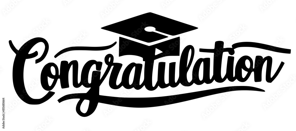 Congratulation sign for graduation party. Academic or graduation cap ...