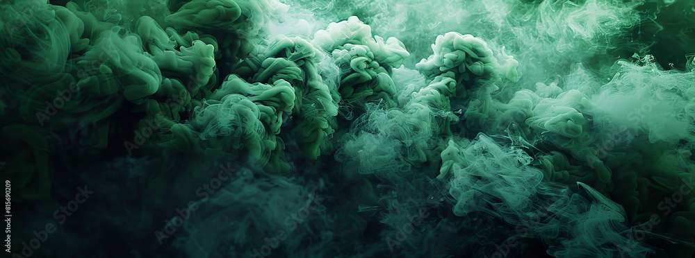 green smoke cloud on black background, green color, banner design, dark ...