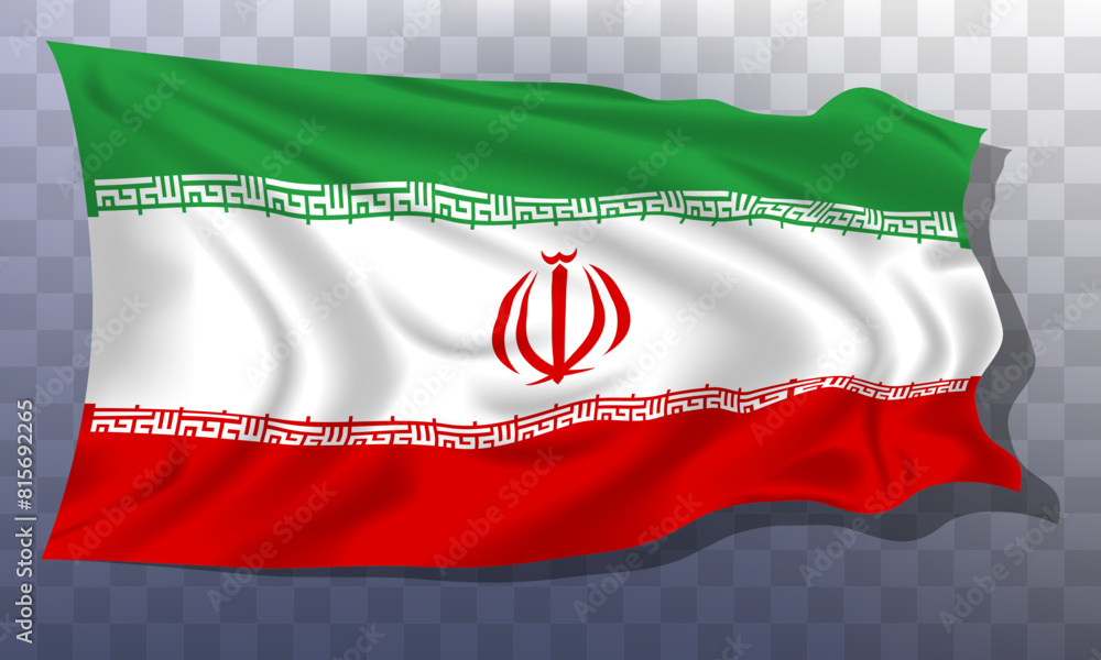 National flag of Iran, 3d realistic render on a transparent background ...