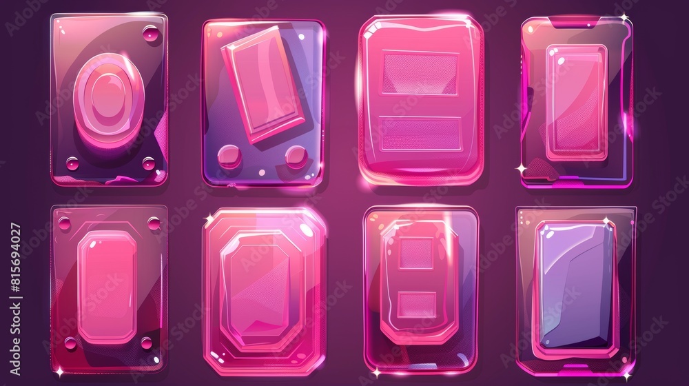 The glossy pink boards with buttons are intended for game interface ...