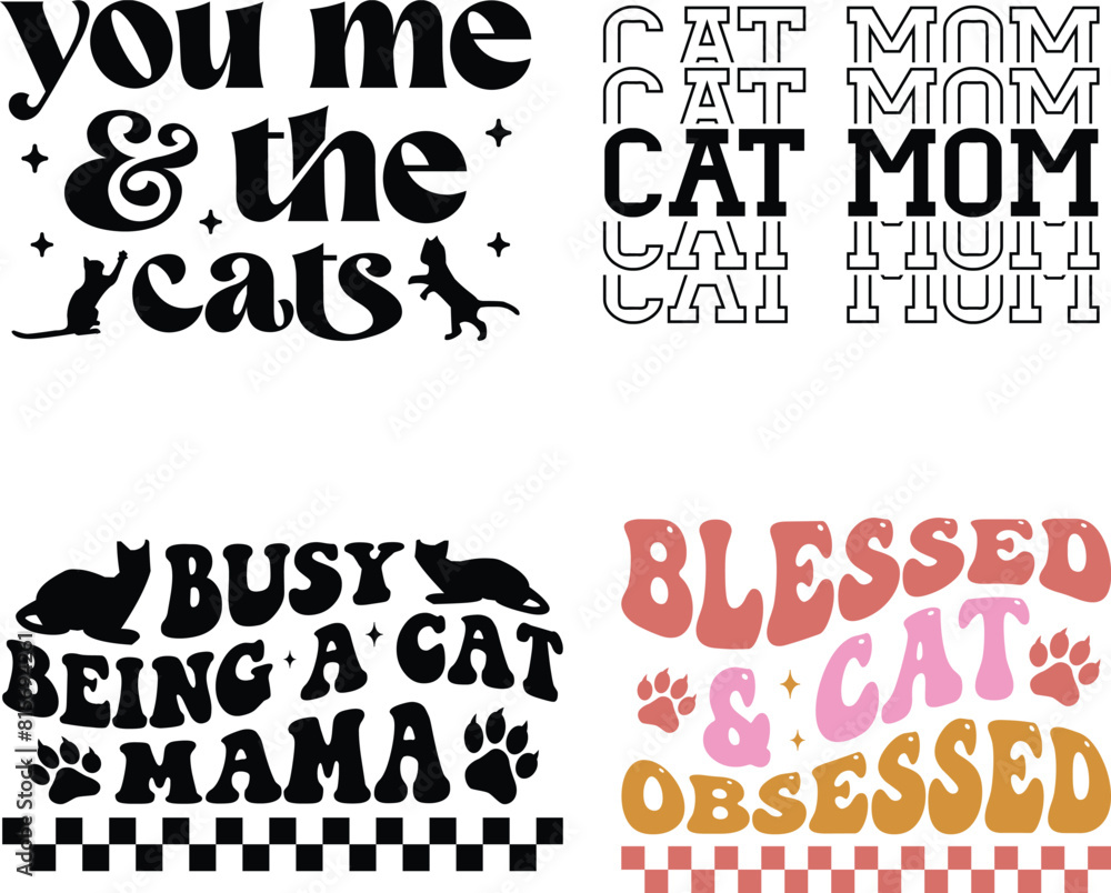 Vetor de Retro Cat SVG Bundle, Cat PNG Bundle, Cat Clipart, Kitten svg ...