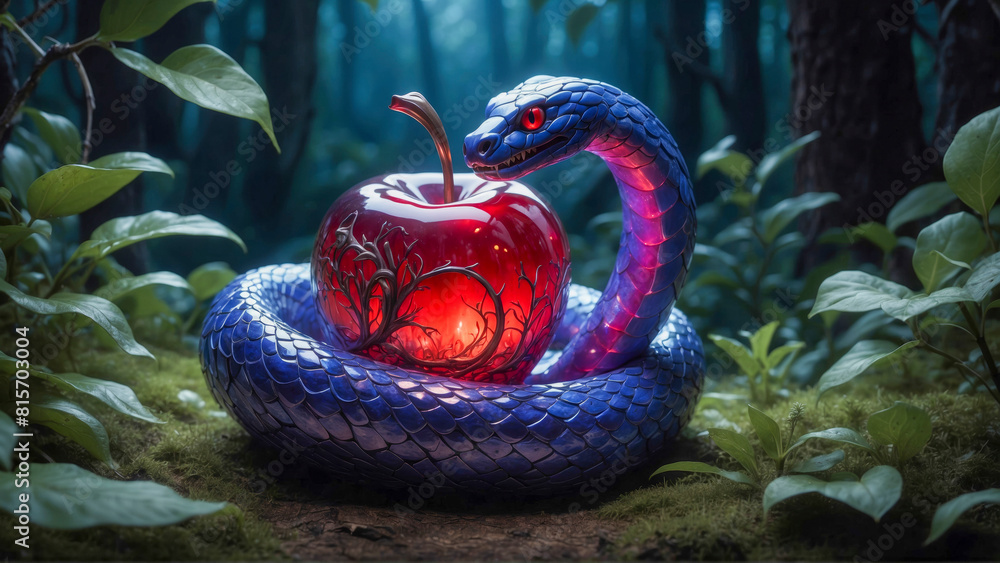 A modern depiction of a serpent, sinuously coiled around the iconic ...