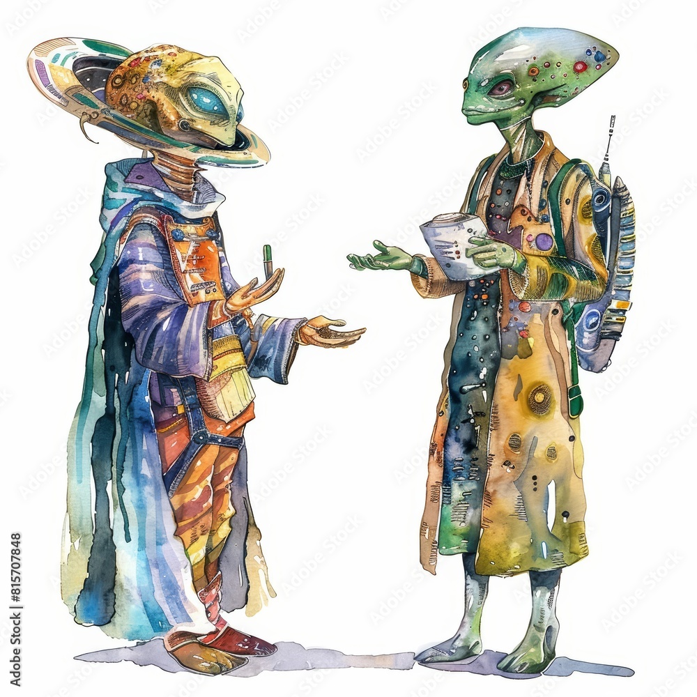 Set of watercolor of an interpreter facilitating a conversation between ...