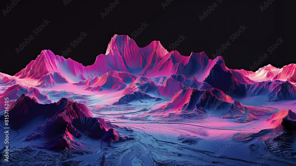 Technical visual illustration, mountain 3D LiDAR GIS aerial map ...