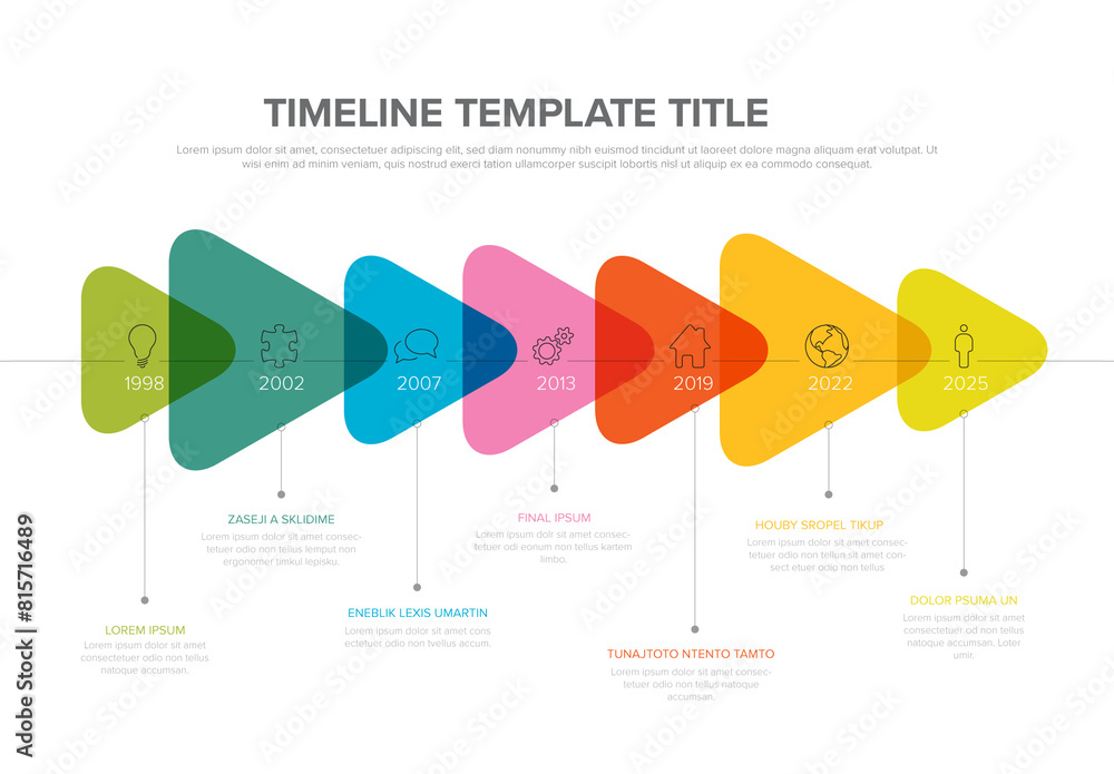 Rainbow color triangle arrows on the time line - multipurpose ...