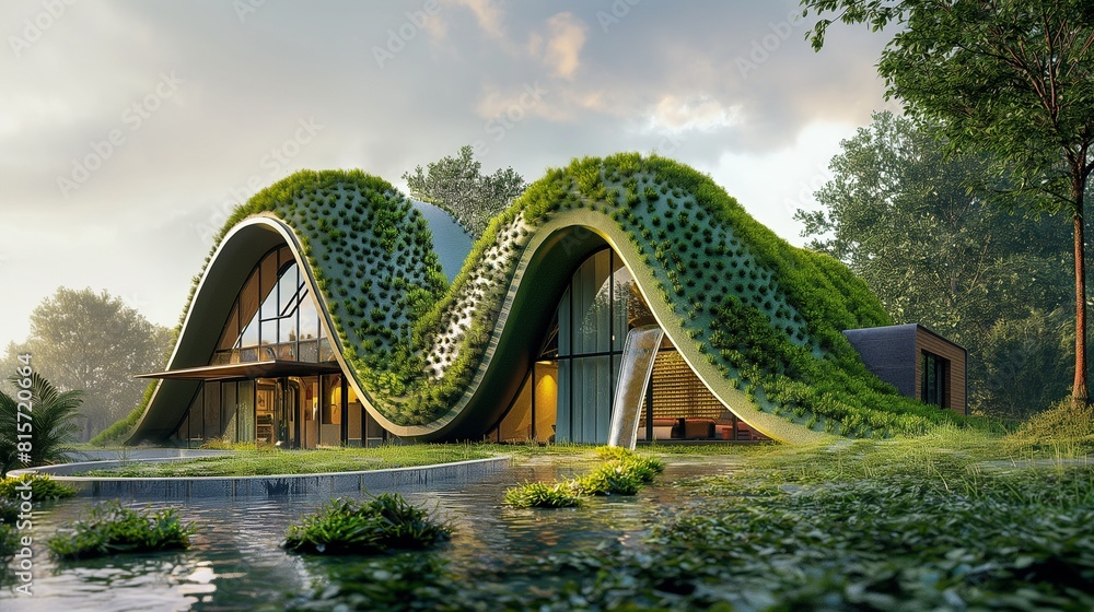 Foto de An eco-friendly house with a green roof and a unique rainwater ...