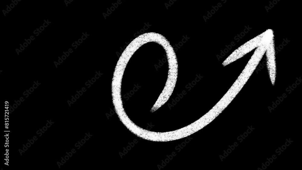 White doodle arrow, appears and disappears motion, alpha channel. Drawn ...