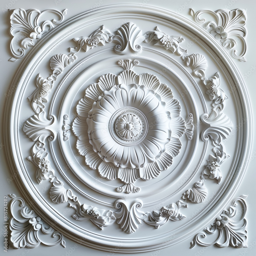 Aesthetic circular plaster ceiling moldings Stock Photo | Adobe Stock