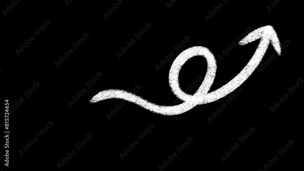 White doodle arrow, appears and disappears motion, alpha channel. Drawn ...