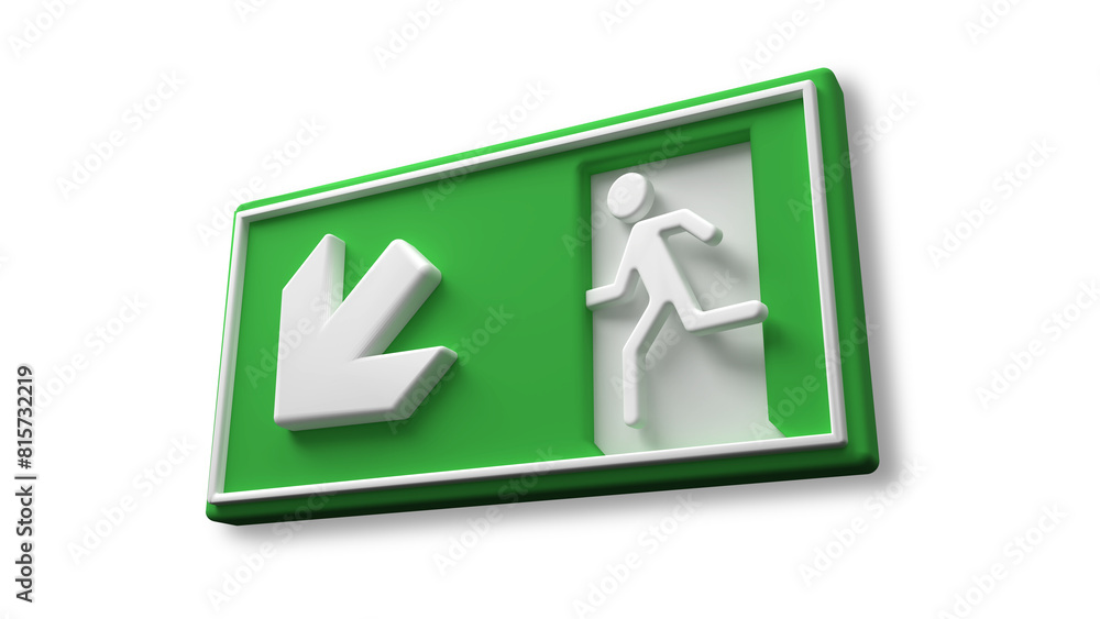 Exit and Fire Escape signs in rendered 3D style on transparent ...