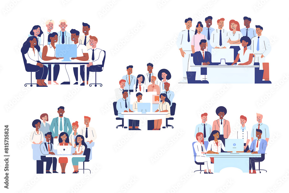 (PNG) Illustration of Group of happy multiethnic business people in ...