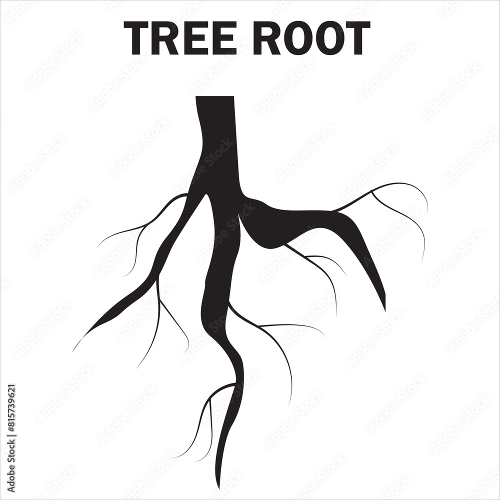 underground tree root cartoon. network structure, foundation soil ...