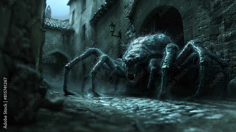 horror movie monster concept with elongated spider-like limbs Stock ...