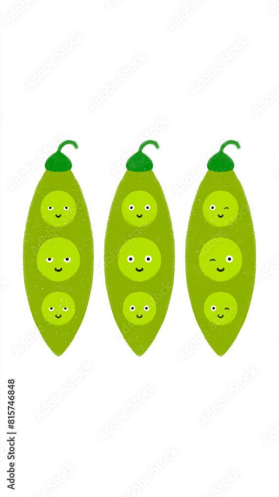 cute kiddy edamame family vegetable characters with funny faces hand ...