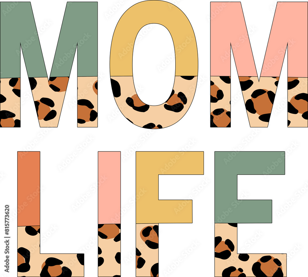Half Leopard Cheetah Sublimation Png Mom Life Leopard Print Text Design