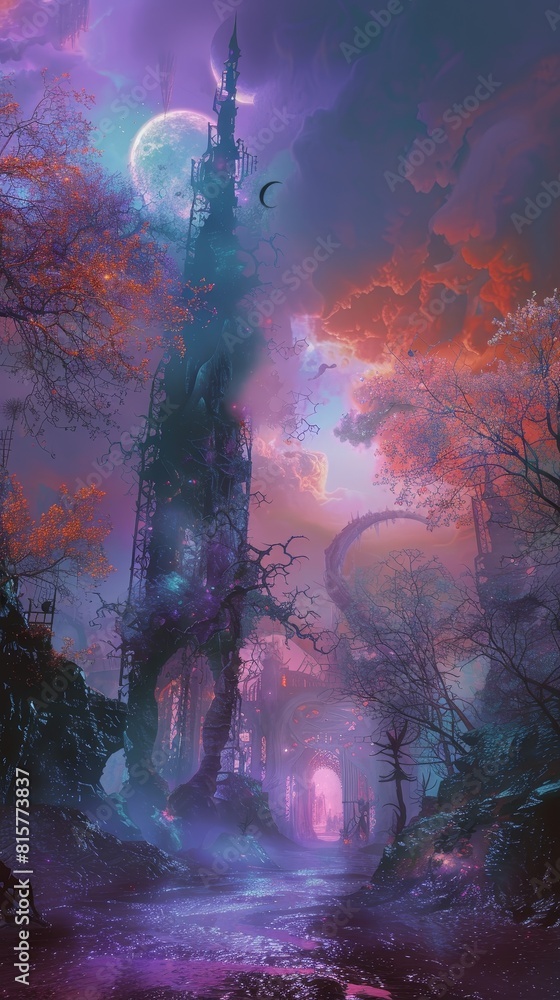 Surrealism digital painting depicting a dreamlike surrealism landscape ...