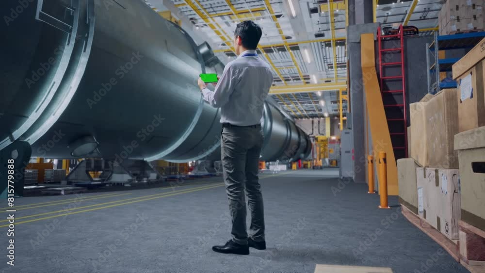 Full Body Back View Of An Asian Male Professional Worker Standing With ...