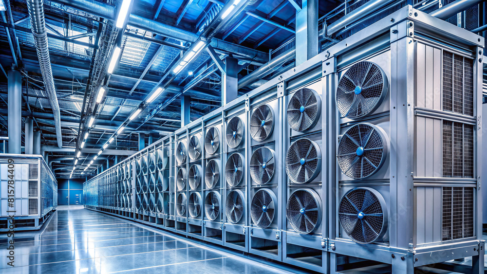 Detailed image of cooling unit infrastructure in a data center Stock ...